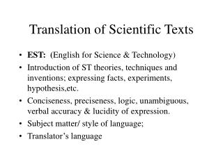 PPT - Translation of Scientific Texts PowerPoint Presentation, free ...