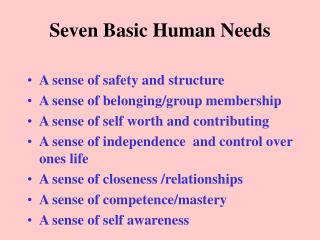 PPT - Seven Basic Human Needs PowerPoint Presentation, free download ...