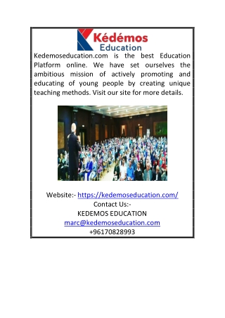 KEDEMOS EDUCATION Online Presentations Channel