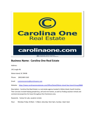 Carolina One Real Estate Online Presentations Channel