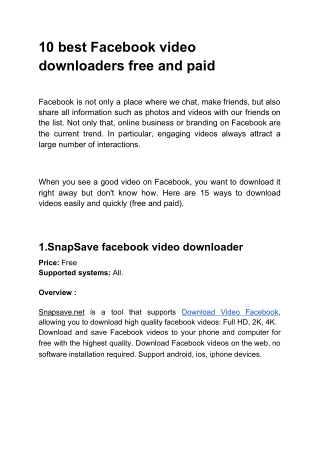 Snap Save Online Presentations Channel