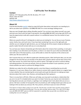 Call Psychic Now Brookly Online Presentations Channel