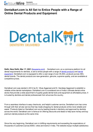 Dental Kart Online Presentations Channel