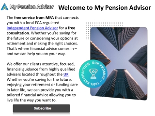 My Pension Advisor Online Presentations Channel