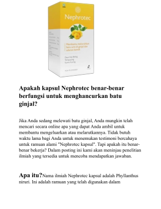 Nephrotec kapsul Online Presentations Channel