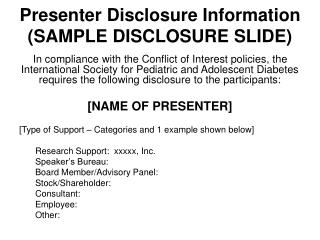 PPT - Presenter Disclosure Information (SAMPLE DISCLOSURE SLIDE ...