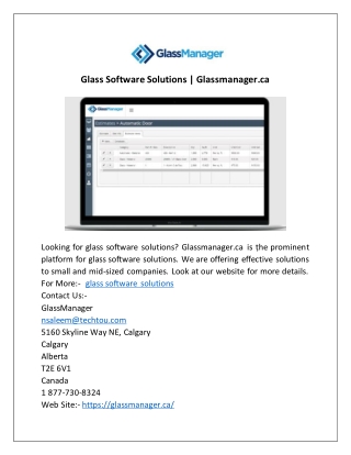 Glass Manager Online Presentations Channel