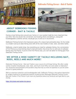 DeBrooks Fishing Corner Online Presentations Channel