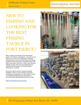 DeBrooks Fishing Corner Online Presentations Channel