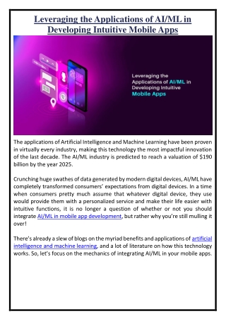 PPT - Leveraging the Applications of AIML in Developing Intuitive ...