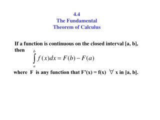 PPT - 4.4 The Fundamental Theorem of Calculus PowerPoint Presentation ...