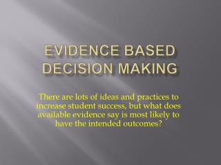 PPT - Evidence based Decision Making PowerPoint Presentation, free ...