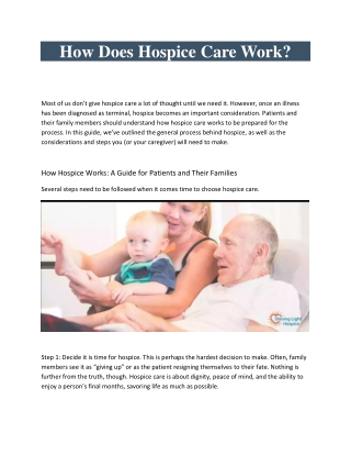 PPT - How Does Hospice Care Work? PowerPoint Presentation, free ...