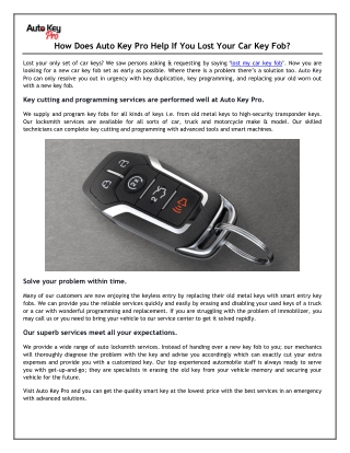 Auto Key Pro Online Presentations Channel