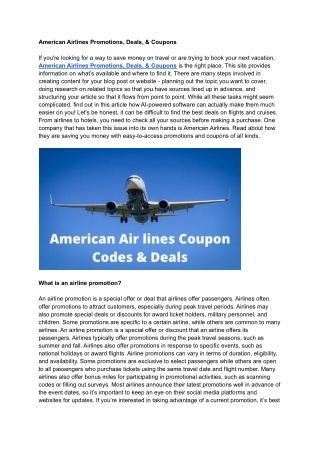 Airlines promocodes Online Presentations Channel