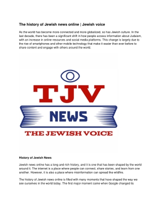 Jewish Voice Online Presentations Channel