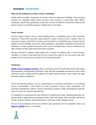 PPT - What are the Guidelines to Install a Tower in buildings ...