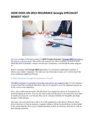 Georgia SR22 Specialist Online Presentations Channel