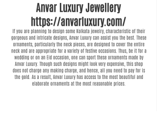 Anvar Jewellery Online Presentations Channel