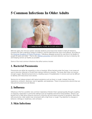 PPT - 5 Common Infections In Older Adults new PowerPoint Presentation ...