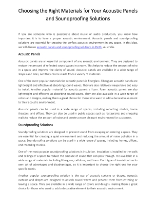 PPT - Choosing the Right Materials for Your Acoustic Panels and ...