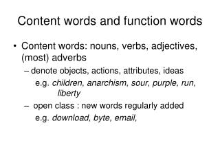 PPT - Content words and function words PowerPoint Presentation, free ...