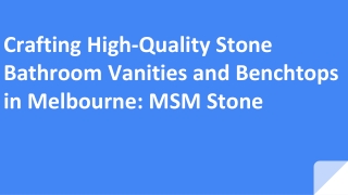 MSM Stone Online Presentations Channel