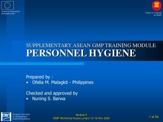 PPT - SUPPLEMENTARY ASEAN GMP TRAINING MODULE PERSONNEL HYGIENE ...