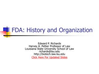 PPT - FDA: History and Organization PowerPoint Presentation, free ...
