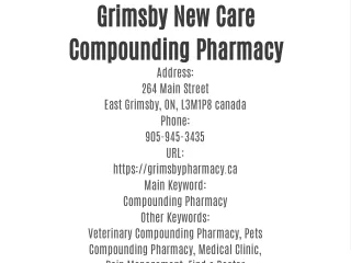 Grimsby New Care Compounding Pharmacy Online Presentations Channel