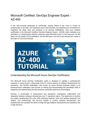 PPT - Microsoft Certified_ DevOps Engineer Expert - AZ-400 PowerPoint Presentation - ID:12390987