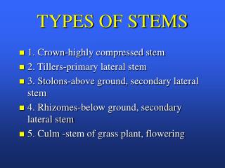 PPT - TYPES OF STEMS PowerPoint Presentation, free download - ID:1285084