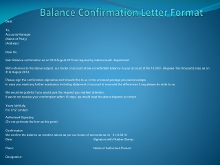 PPT - Balance Confirmation Letter Format PowerPoint Presentation, free ...