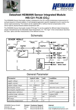 PPT - Datasheet HEIMANN Sensor Integrated Module HIS C21 F4.26 (CO 2 ...