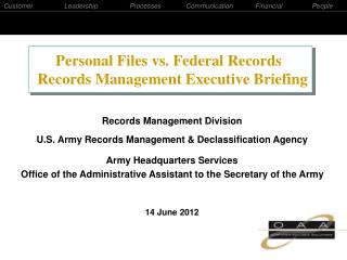 PPT - Records Management Division U.S. Army Records Management ...