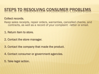 PPT - steps to resolving consumer problems PowerPoint Presentation ...