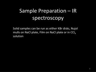 PPT - Sample Preparation – IR spectroscopy PowerPoint Presentation ...