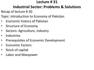 PPT - Lecture # 31 Industrial Sector: Problems & Solutions PowerPoint ...