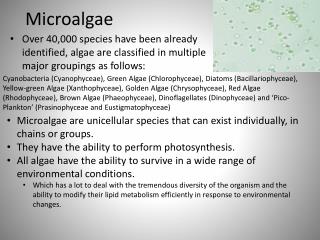 PPT - Chapter 5: Microalgal biotechnology. Applications of cultured ...