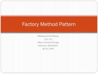 PPT - Factory Method Pattern PowerPoint Presentation, free download ...