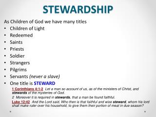 PPT - STEWARDSHIP PowerPoint Presentation, free download - ID:1619073