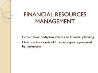 PPT - FINANCIAL RESOURCES MANAGEMENT PowerPoint Presentation, free ...
