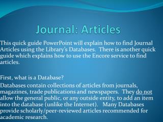 PPT - Journal: Articles PowerPoint Presentation, free download - ID:1676866