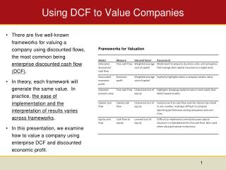 PPT - Using DCF to Value Companies PowerPoint Presentation, free ...