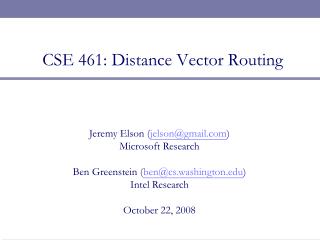 PPT - CSE 461: Distance Vector Routing PowerPoint Presentation, free ...