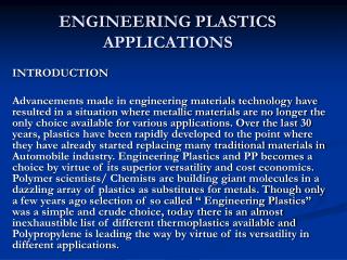 PPT - ENGINEERING PLASTICS APPLICATIONS PowerPoint Presentation, free ...