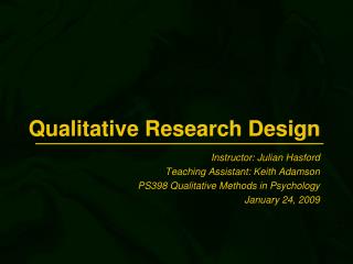 PPT - Qualitative Research Design PowerPoint Presentation, free ...