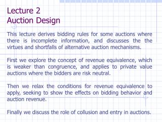 PPT - Lecture 2 Auction Design PowerPoint Presentation, free download ...