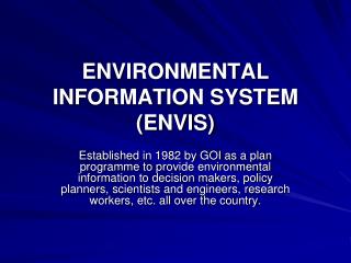 PPT - ENVIRONMENTAL INFORMATION SYSTEM (ENVIS) PowerPoint Presentation ...