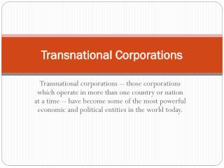 PPT - Transnational Corporations PowerPoint Presentation, free download ...